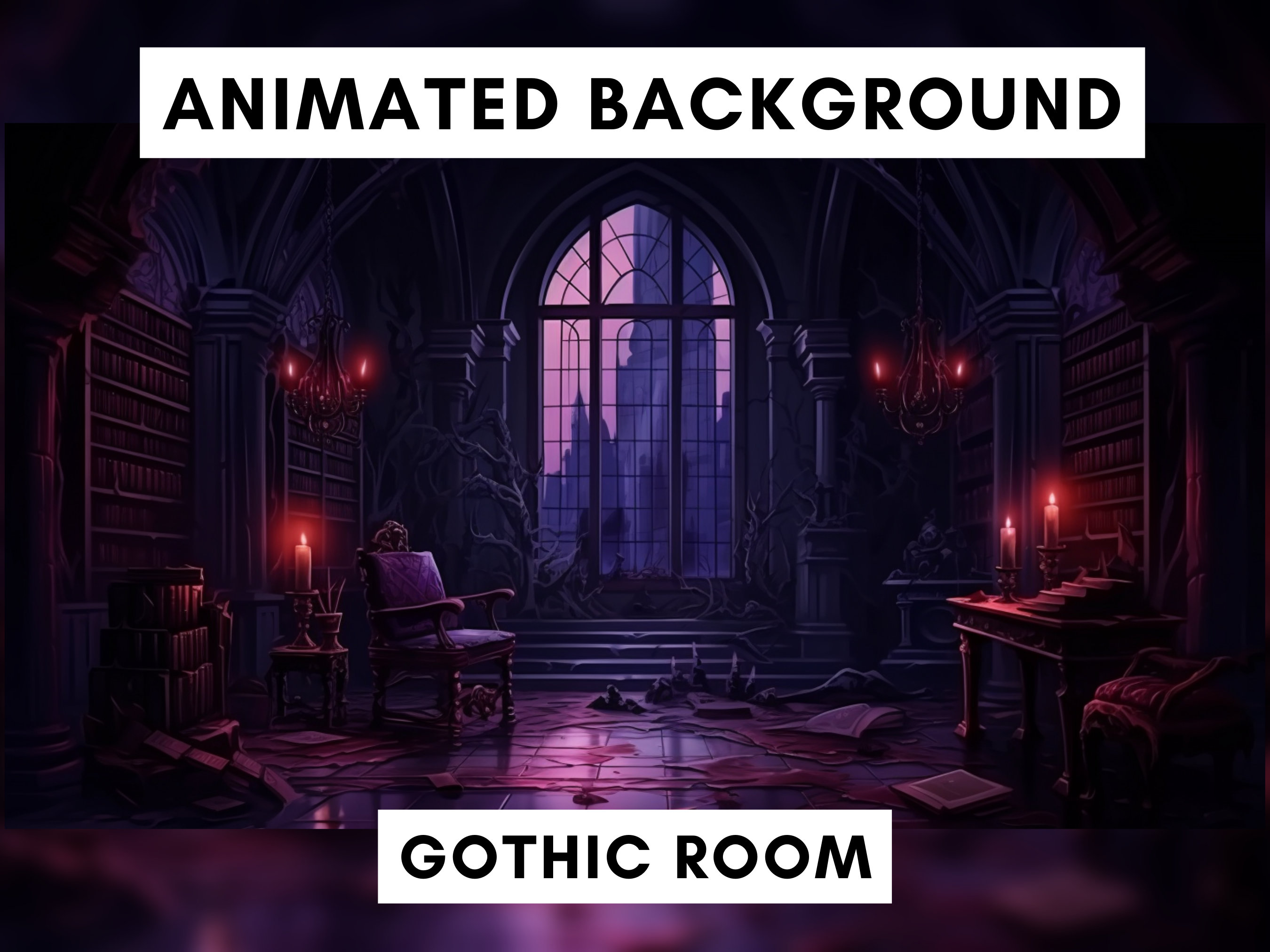Vtuber Animated Background for Twitch, Gothic Room, Halloween ...