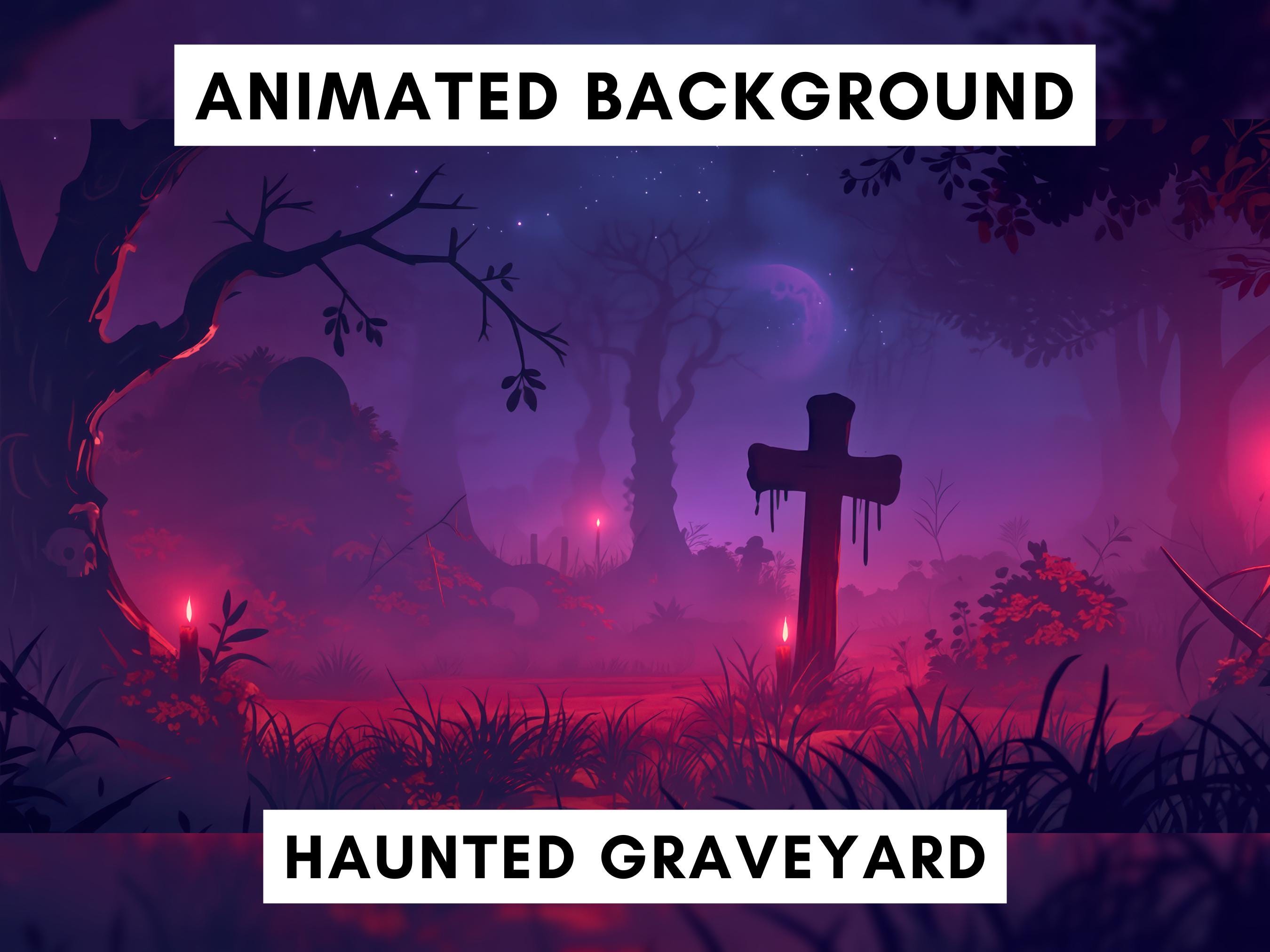 Vtuber Animated Background for Twitch, Spooky Graveyard, Halloween ...