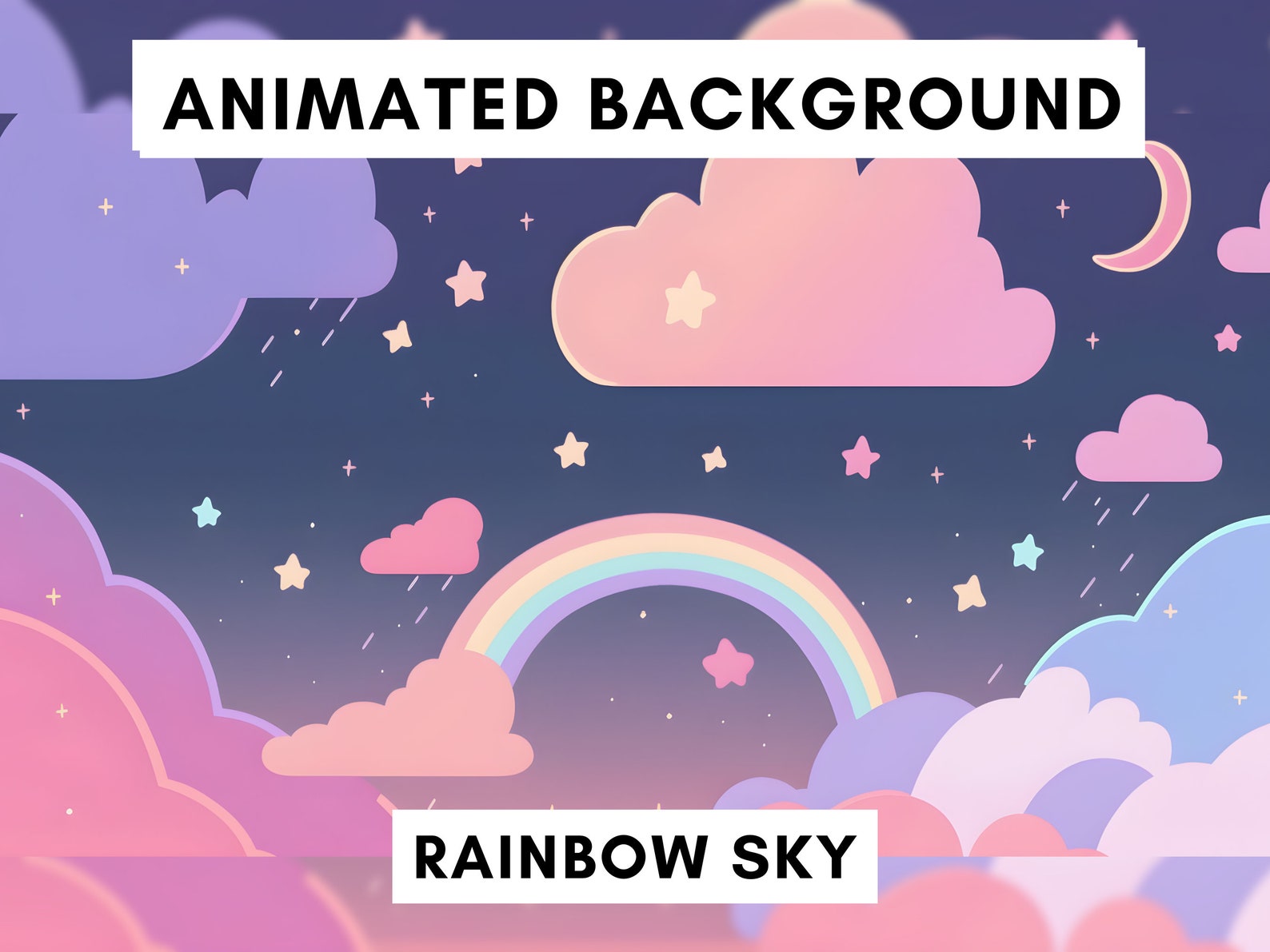 Vtuber Animated Background for Twitch, Cute Rainbow Sky, Lofi Stream ...