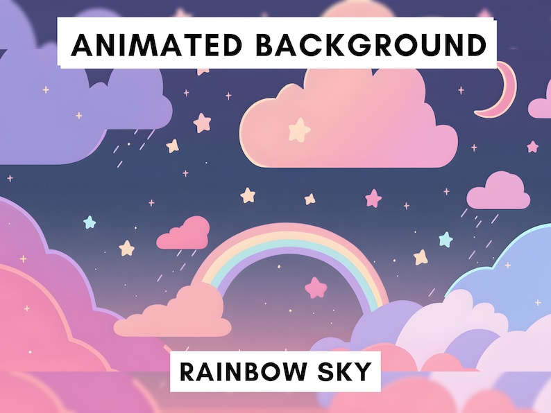 Vtuber Animated Background for Twitch, Cute Rainbow Sky, Lofi Stream ...