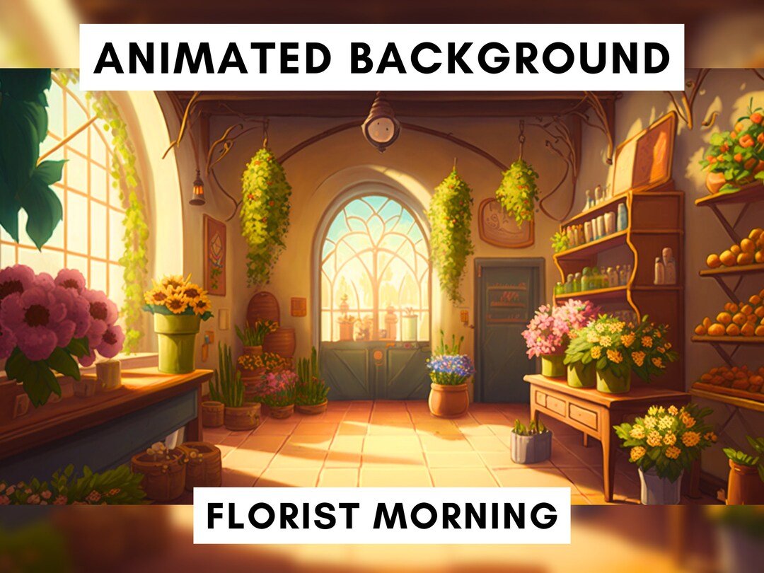 Animated Background for Twitch, Cozy Florist, Lofi Stream Overlay ...