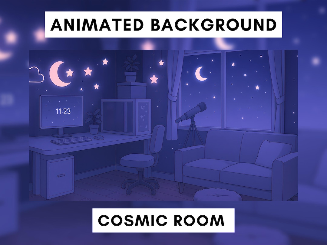 Vtuber Animated Background, Cosmic Bedroom, Night Sky, Starry Room ...