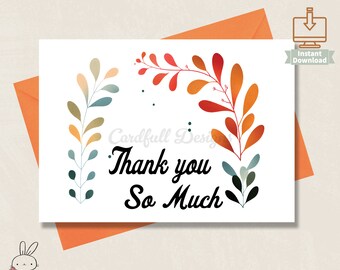 Thank You Printable Card / Instant Download PDF / Thank You ...
