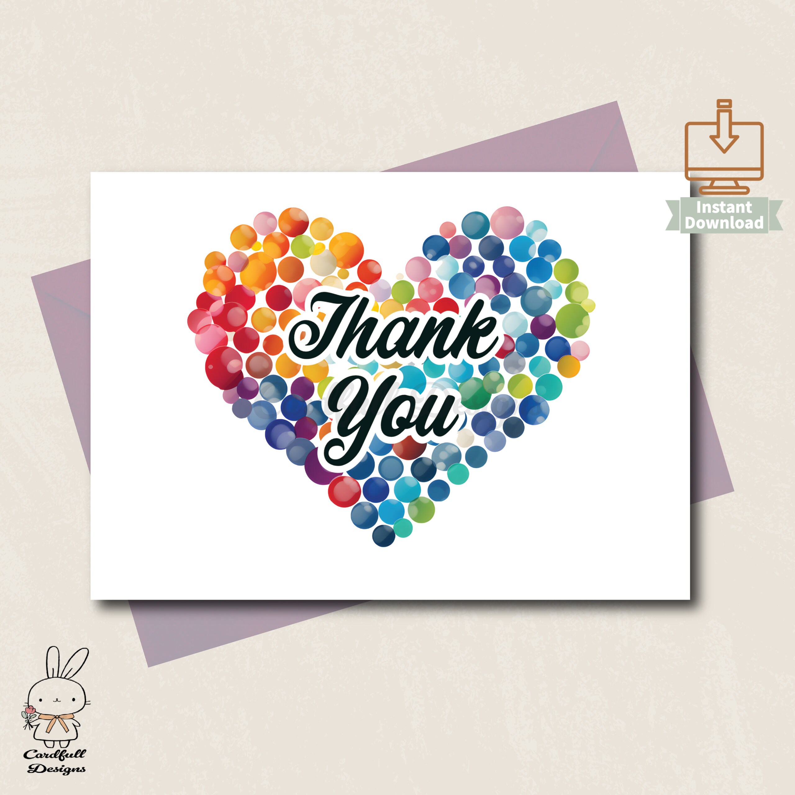 Thank You Printable Card / Instant Download PDF / Thank You ...