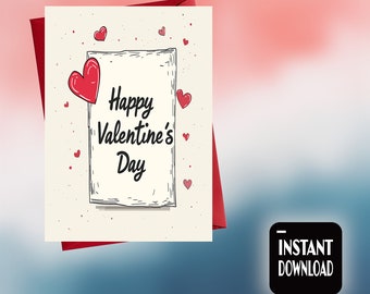 Instant Download Valentine's Day Card / Printable PDF Template / Fit to ...