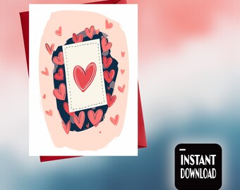 Instant Download Valentine's Day Card / Printable PDF Template / Fit to ...