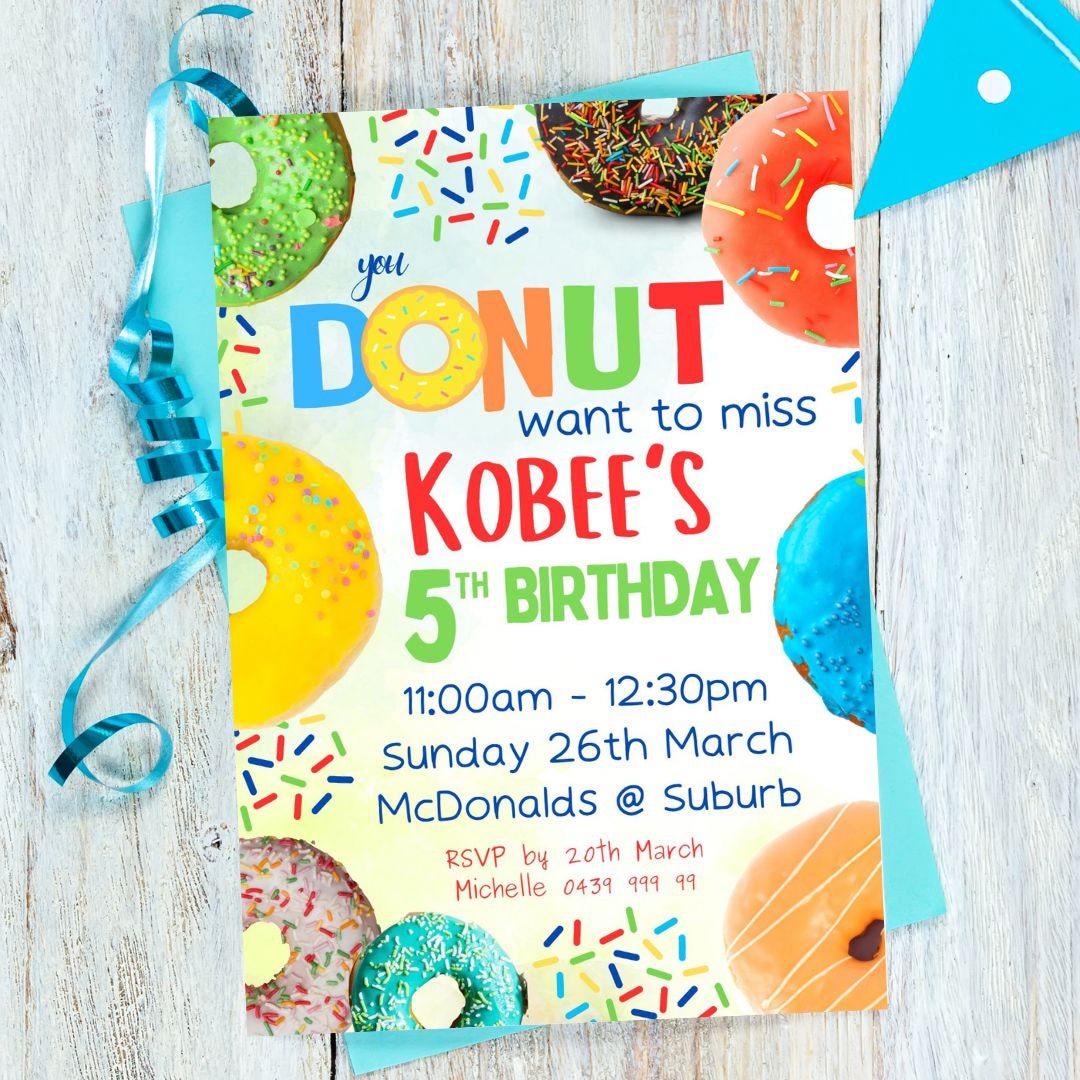 Boys Donut Birthday Invitation - Etsy