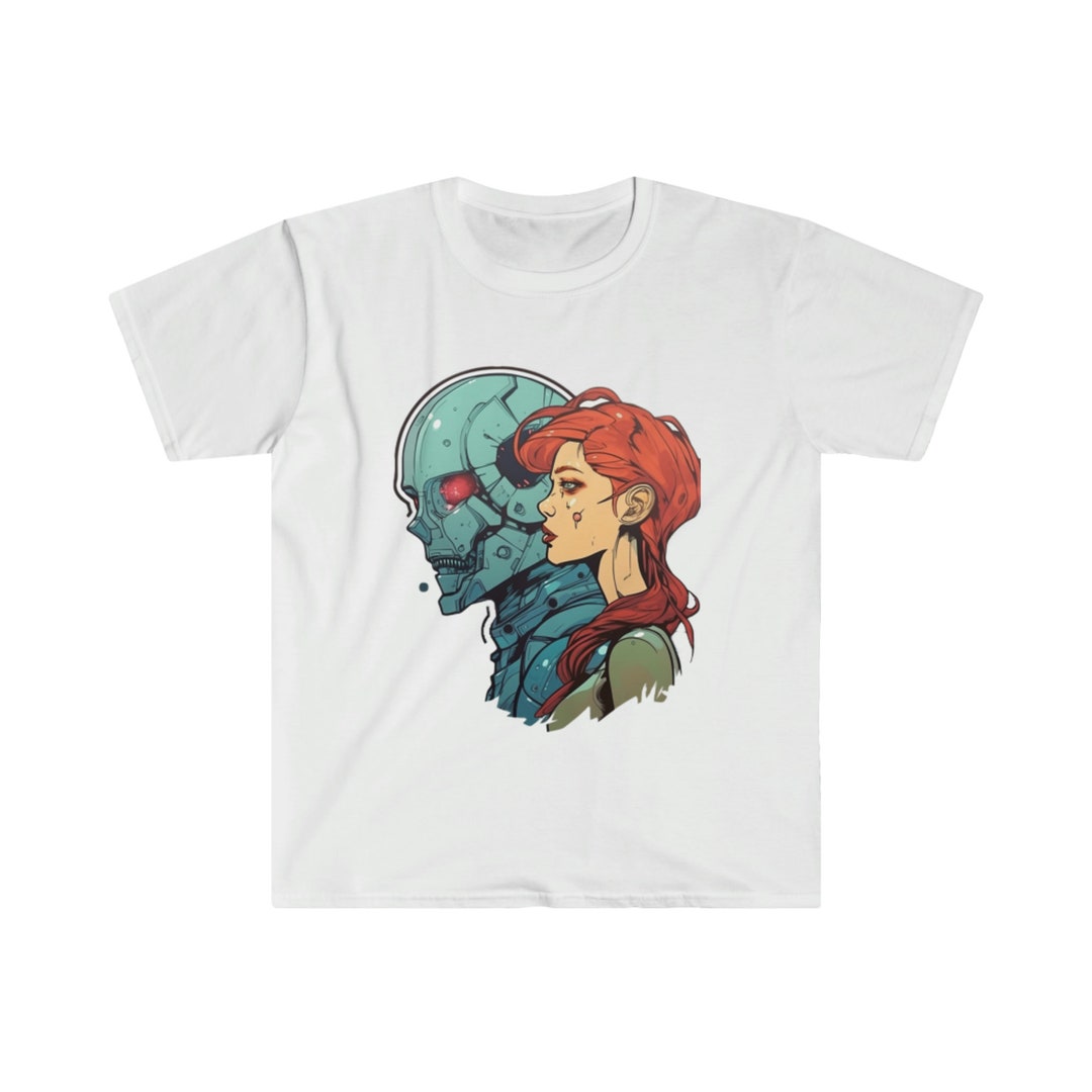 Red-haired Girl & Robot Tee: Futuristic Fashion at Its Finest ...