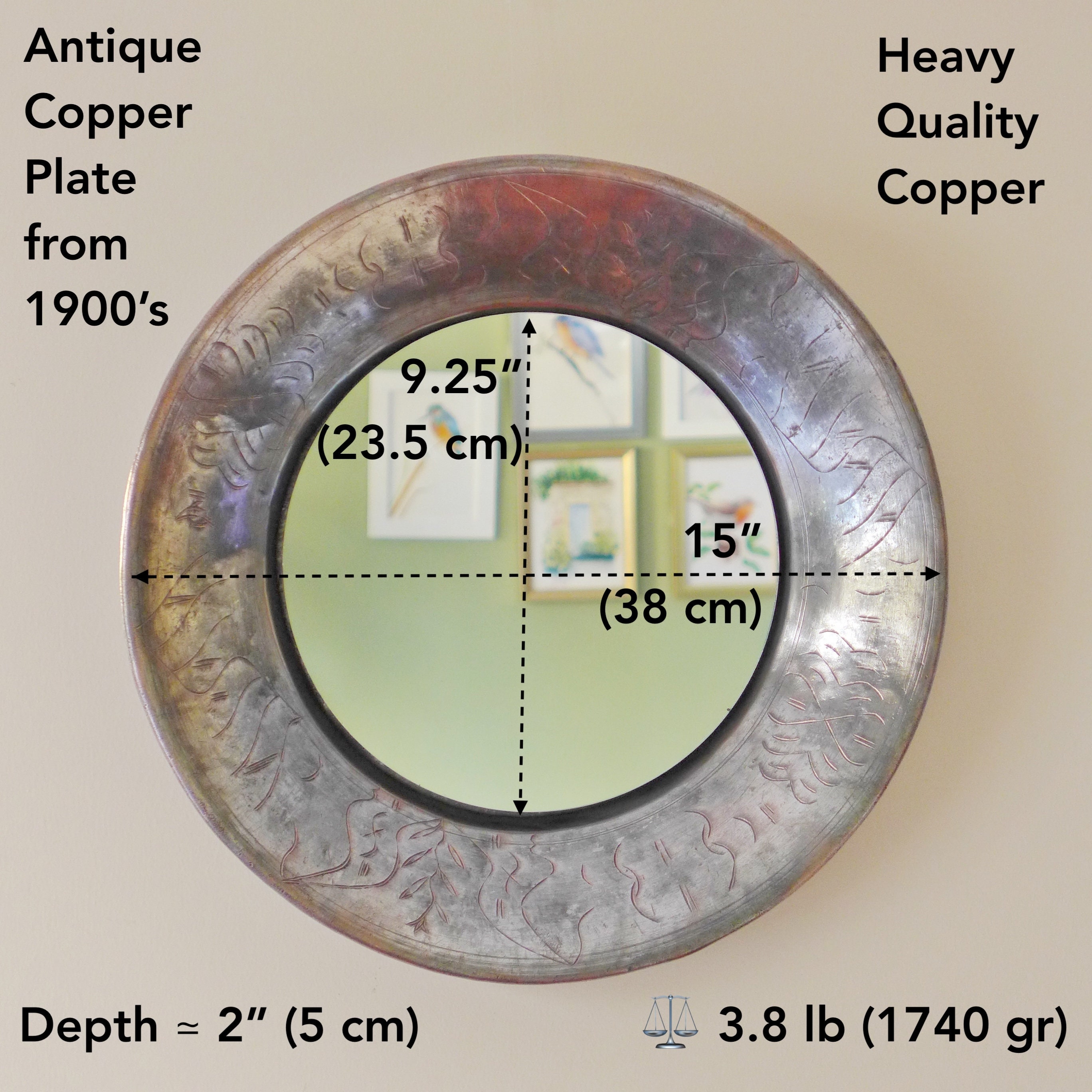 Antique Mirror Wall Decor Round Wall Mirror Round Copper Mirror Vintage ...