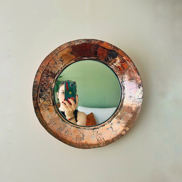 Round Copper Mirror - Etsy