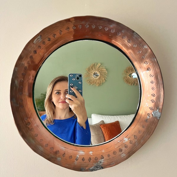 Round Copper Mirror - Etsy