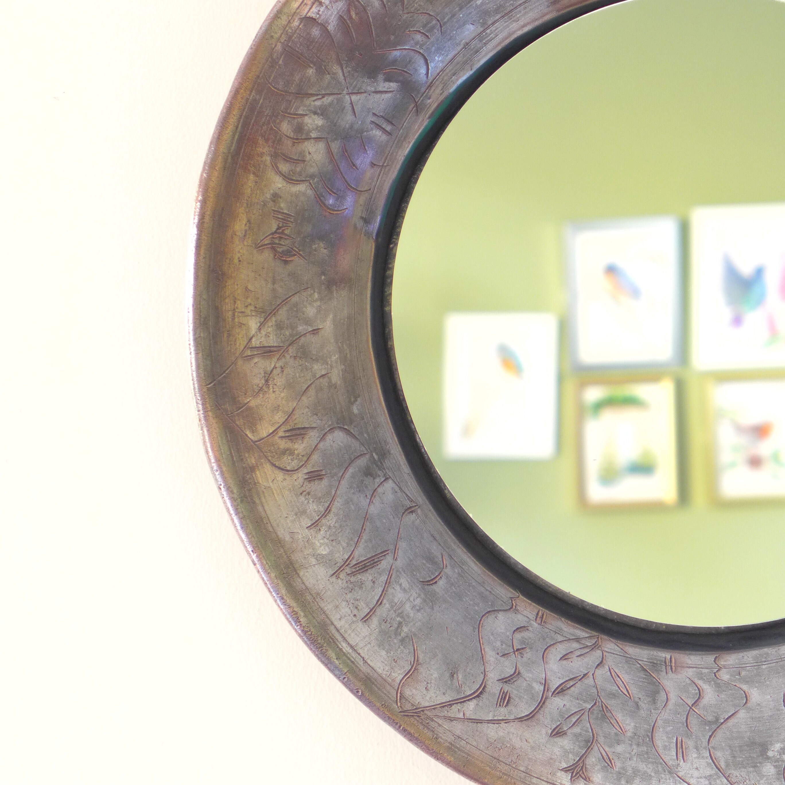 Antique Mirror Wall Decor Round Wall Mirror Round Copper Mirror Vintage ...
