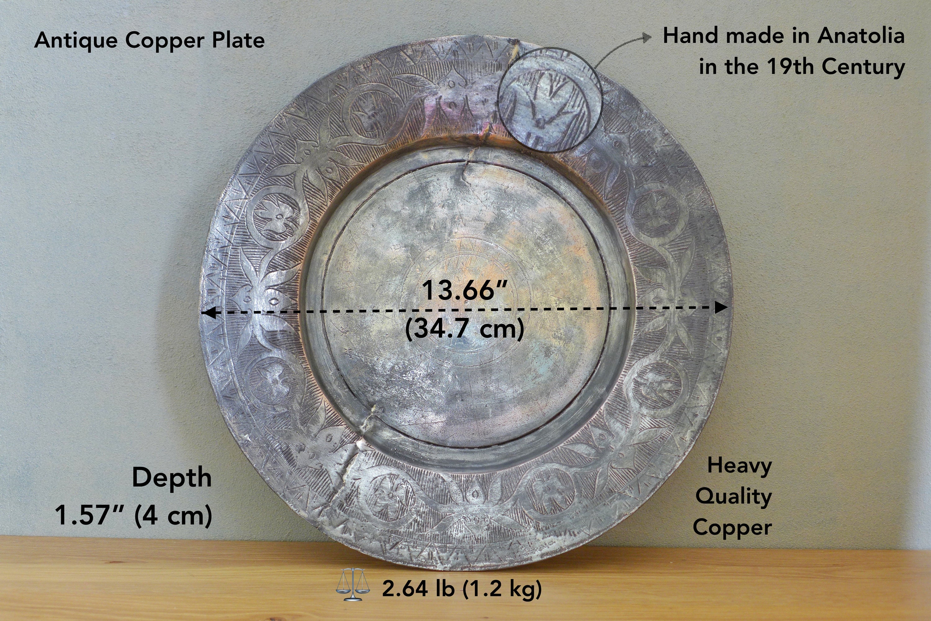 Vintage Copper Plate Antique Wall Decor Rustic Kitchen Wall Hanging ...