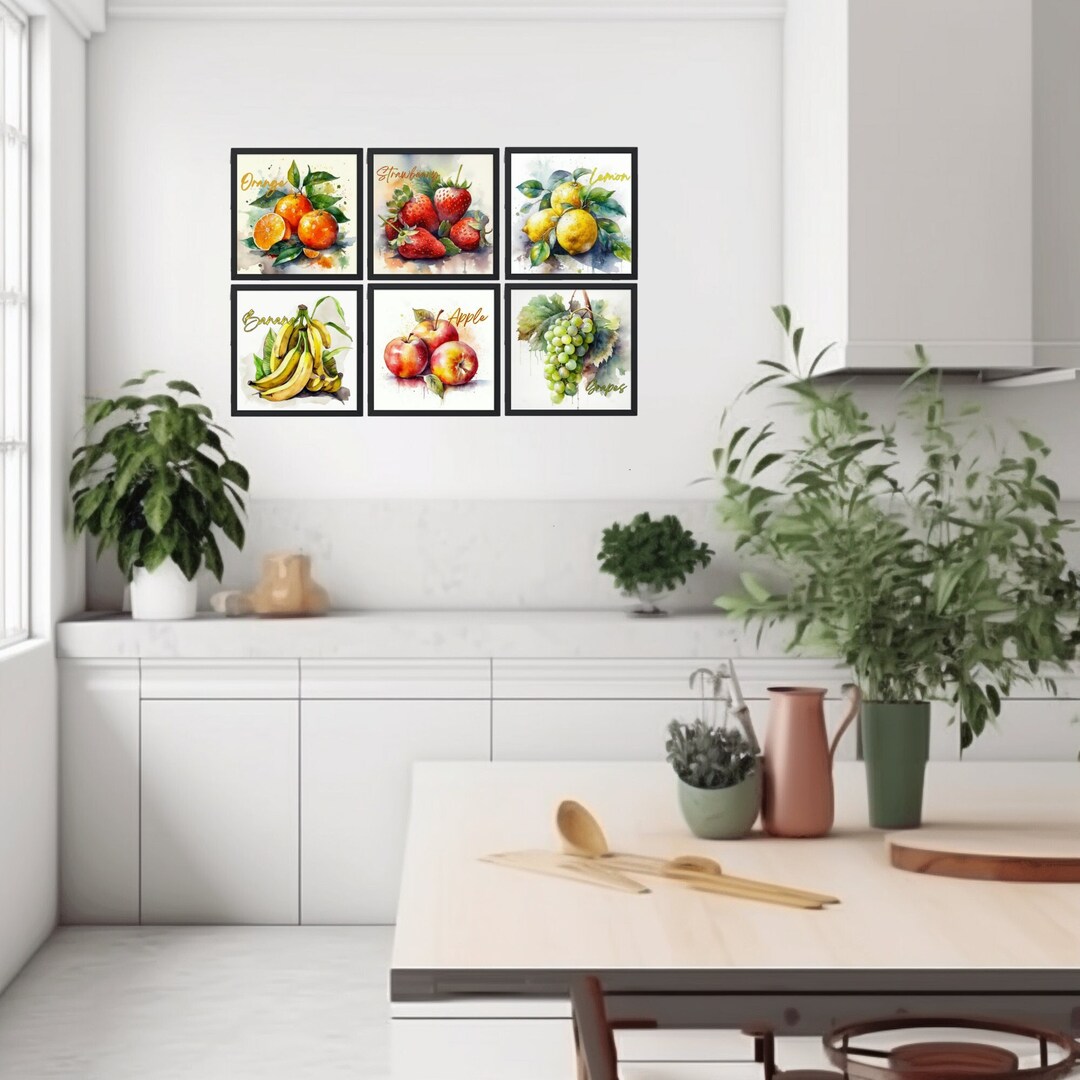 Obst Poster Set Aus 6 Aquarell Obst Kunstwerke / Küche Wand Kunst ...