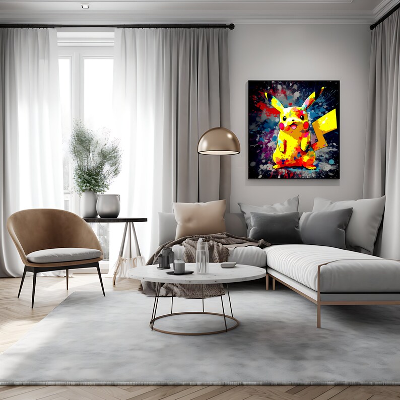 Retro Pikachu Artwork / Colorful / Digital Download / Digital - Etsy