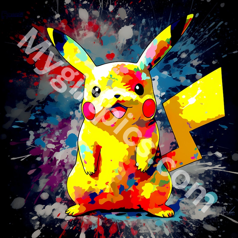 Retro Pikachu Artwork / Colorful / Digital Download / Digital Print ...