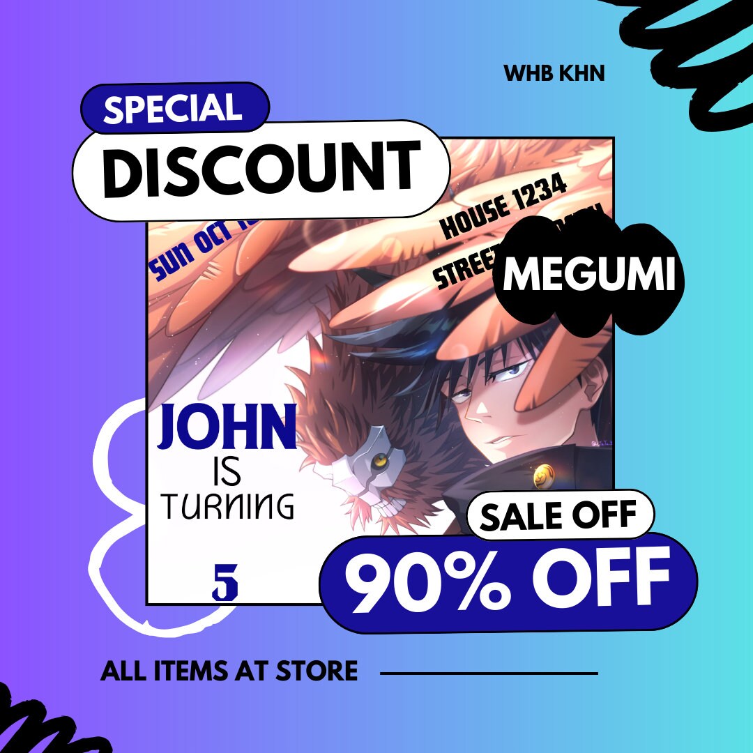 Megumi Fushiguro Birthday Invitation Template, Jjk, Birthday Invitation ...