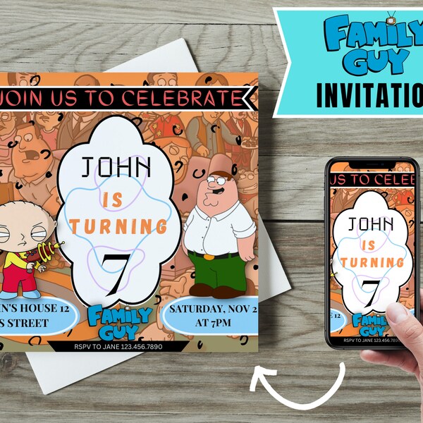 Family Guy Birthday Invitation Template - Etsy
