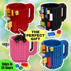 Build on Brick Mug, Funny DIY Novelty Cup With Building Blocks ...