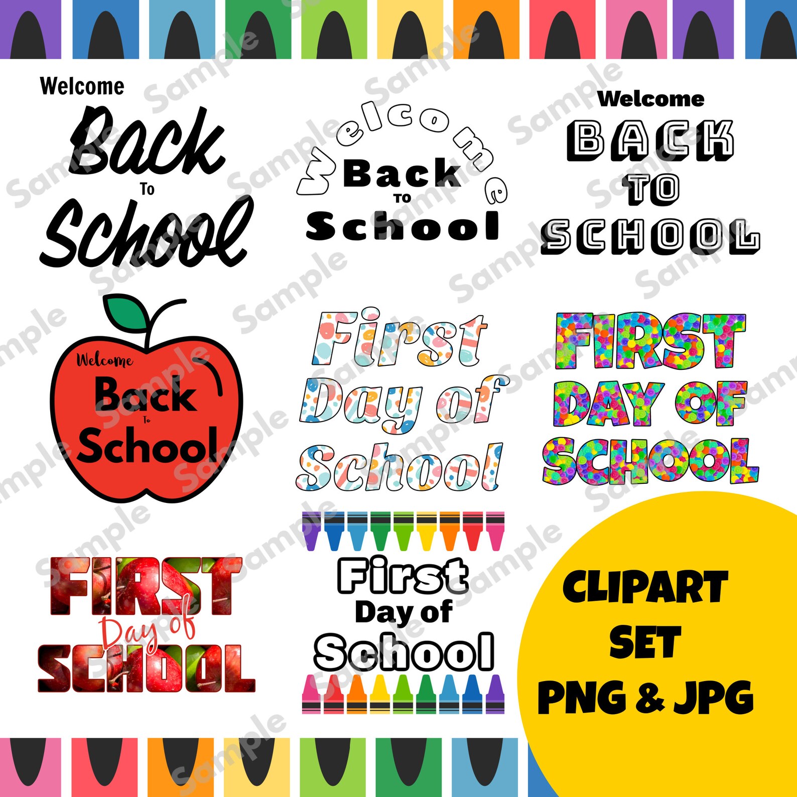 School Clipart Set, School Clip Art Set, PNG Files, Back to School ...