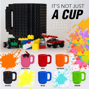 Build on Brick Mug, Funny DIY Novelty Cup With Building Blocks ...