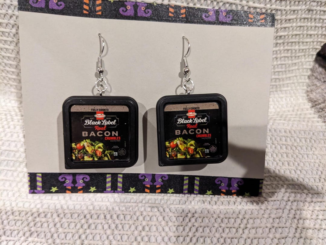 Mini Brands Hormel Black Label Bacon Crumbles Container Earrings - Etsy
