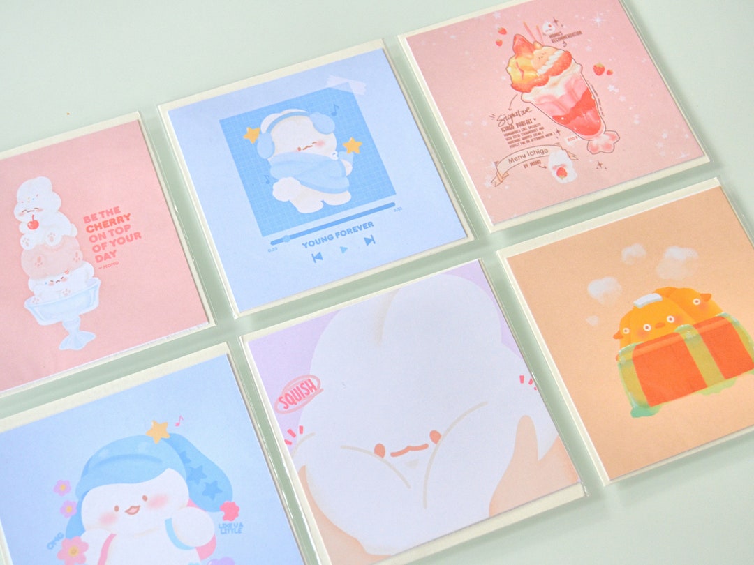 Greeting Card Note Card Bunny Cute Mini Card, Kpop, Kawaii, Pastel - Etsy