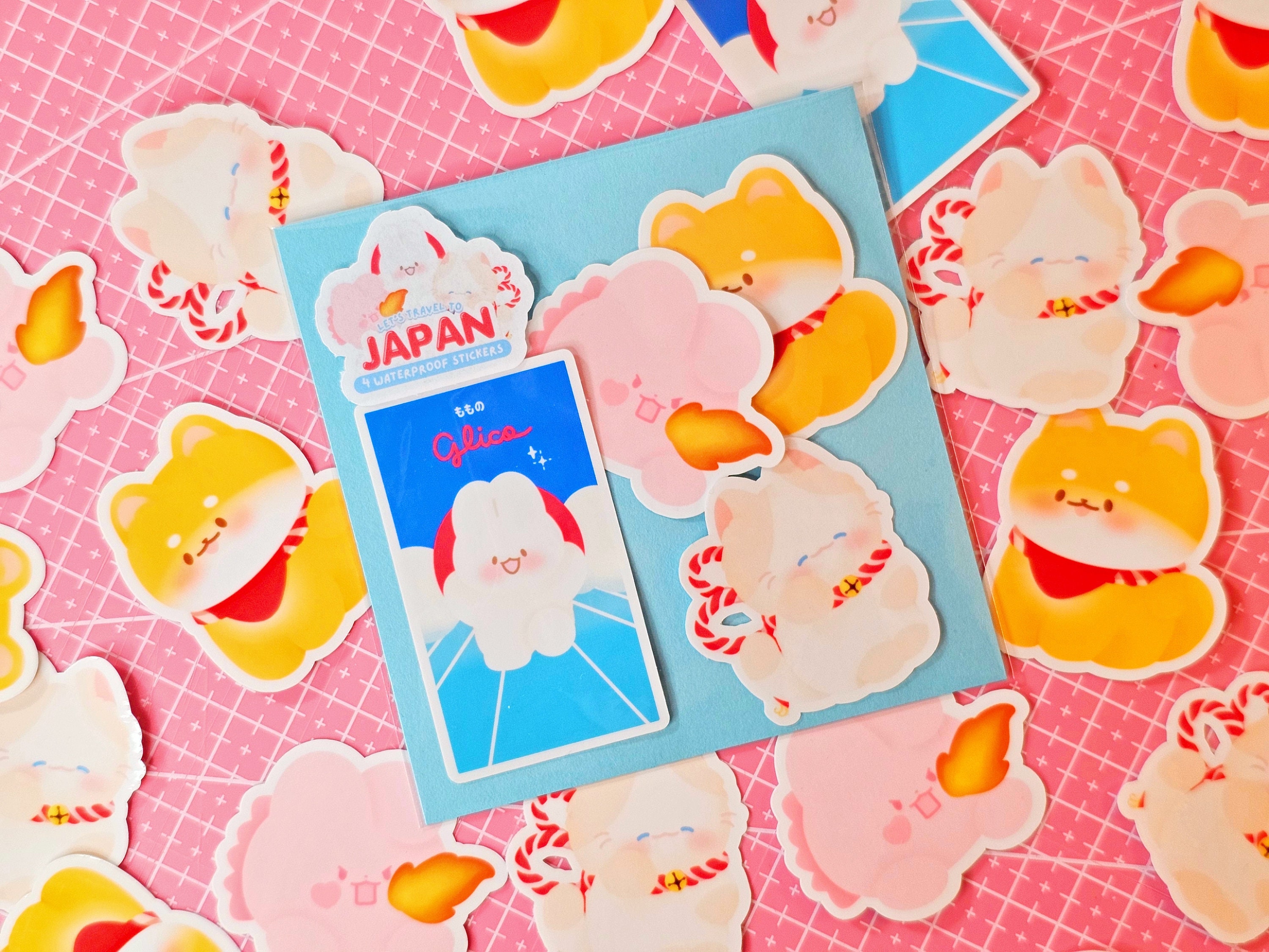 Japan Travel Sticker Pack Rabbit, Dog, Cat, Tokyo, Shibuya, Osaka ...