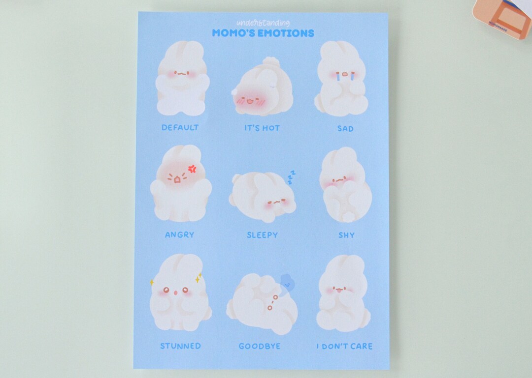 Rabbit Emotions Illustration Pastel Artwork Cute Poster Cute Wall Decor ...