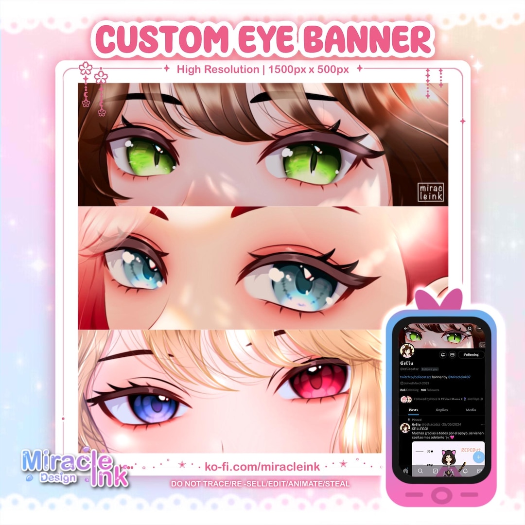 Custom Eye Banner | Cute Aesthetic Banner Streamers | Twitch | Discord ...