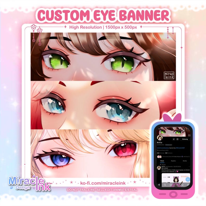 Custom Eye Banner | Cute Aesthetic Banner Streamers | Twitch | Discord ...