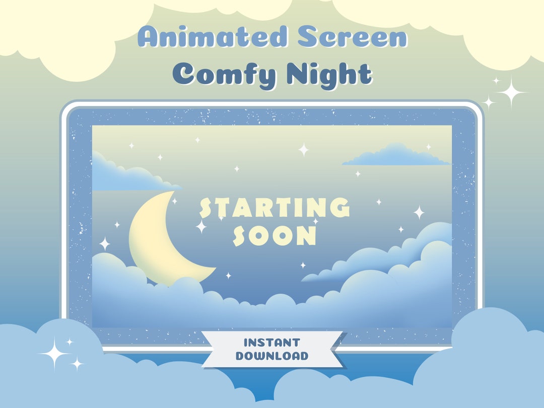 Animated Screen Comfy Night | Pastel Streams | Animated Twitch Screen ...