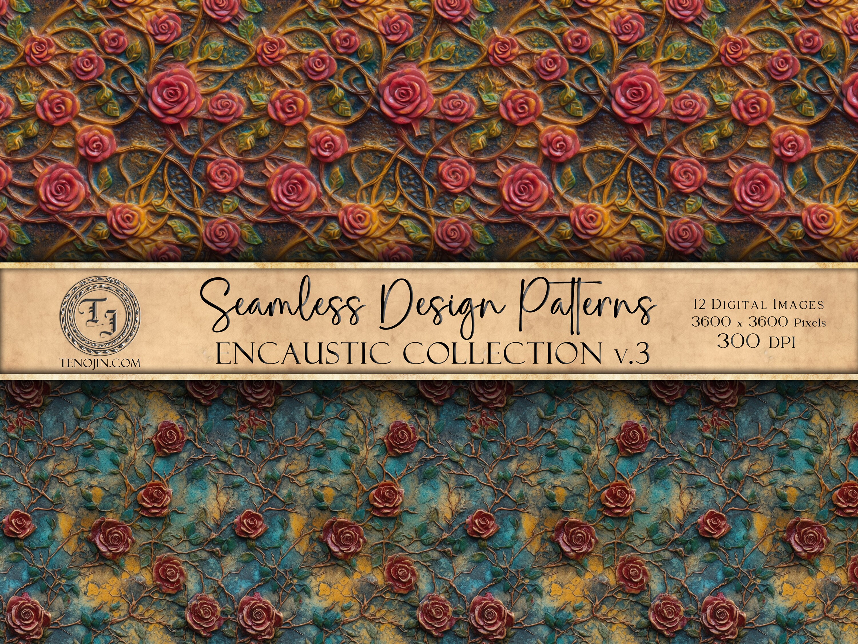 Encaustic Design Patterns, Seamless Pattern Set, Encaustic Art Digital ...
