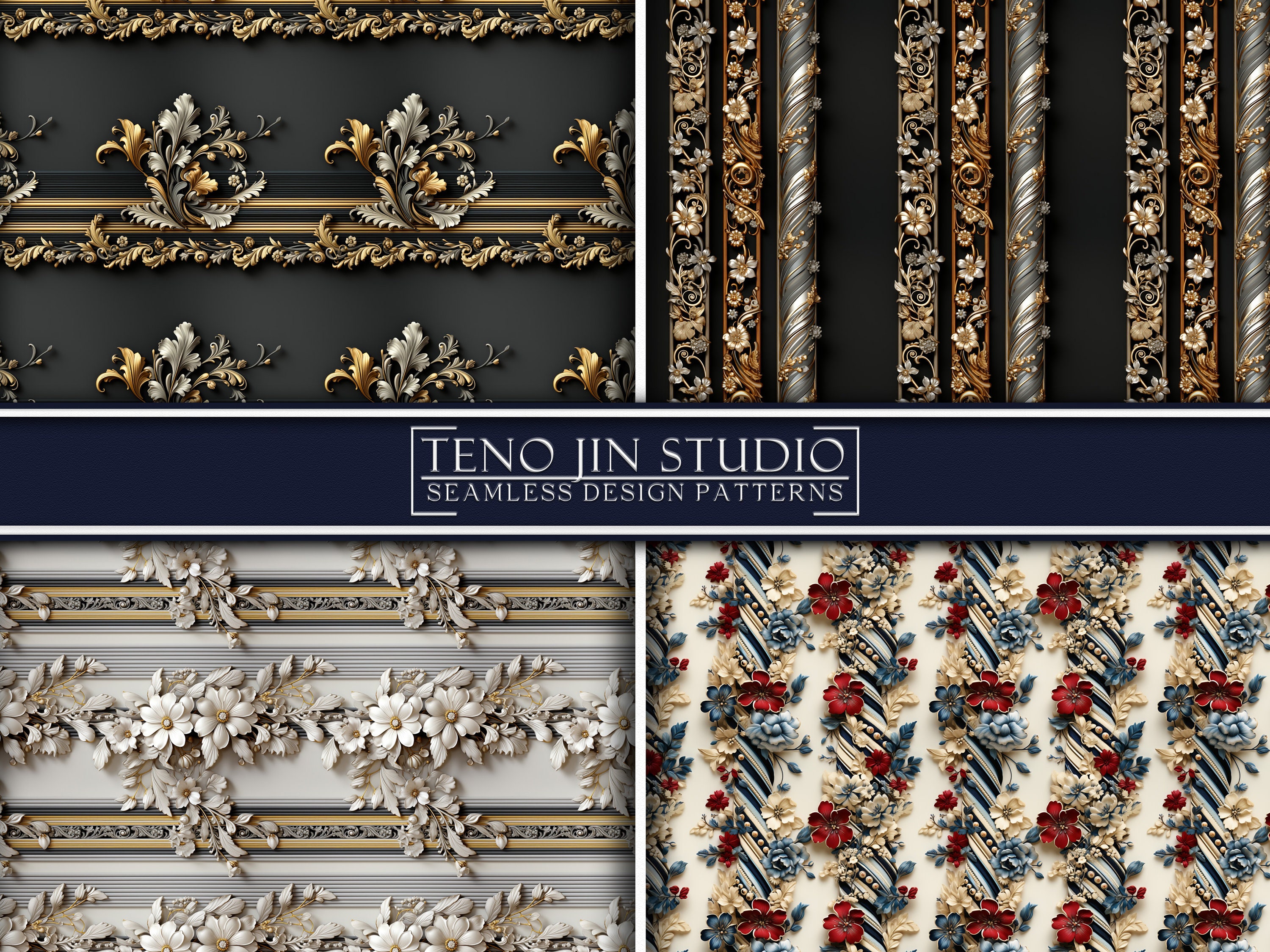 Border Design Patterns, Seamless Paper, Digital Download, Repeating ...