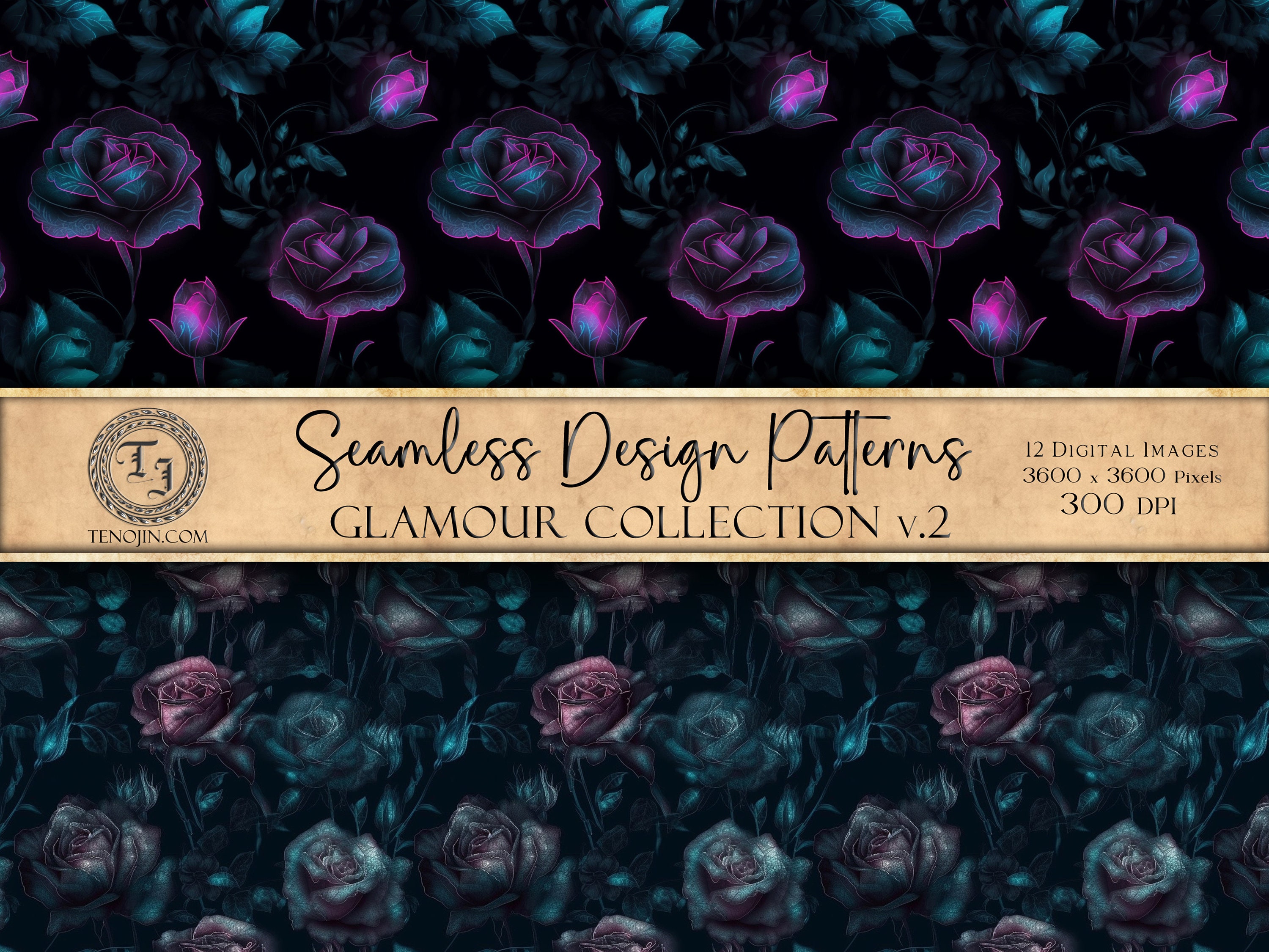 Glamour Flower Design Pattern Seamless Image Set Elegant Variety ...