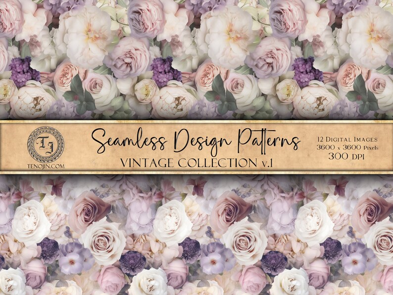 Vintage Digital Design Paper Seamless Floral Pattern Set - Etsy