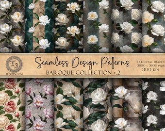 Minimalist Digital Design Paper Seamless Floral Pattern Set Flower ...