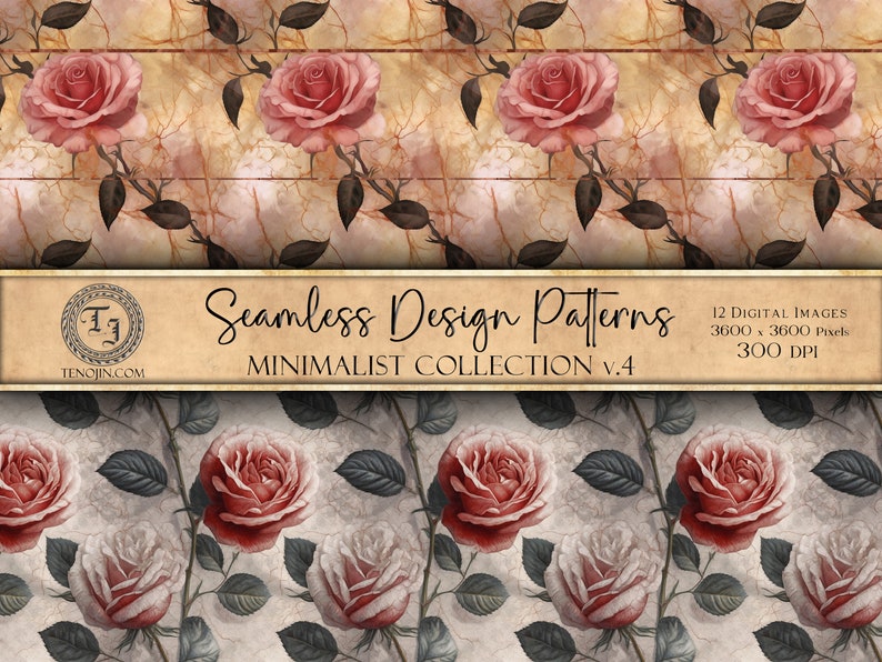 Minimalist Digital Design Paper Seamless Floral Pattern Set Flower ...