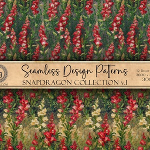 Snapdragon Digital Design Papers Seamless Flower Pattern Art Set ...