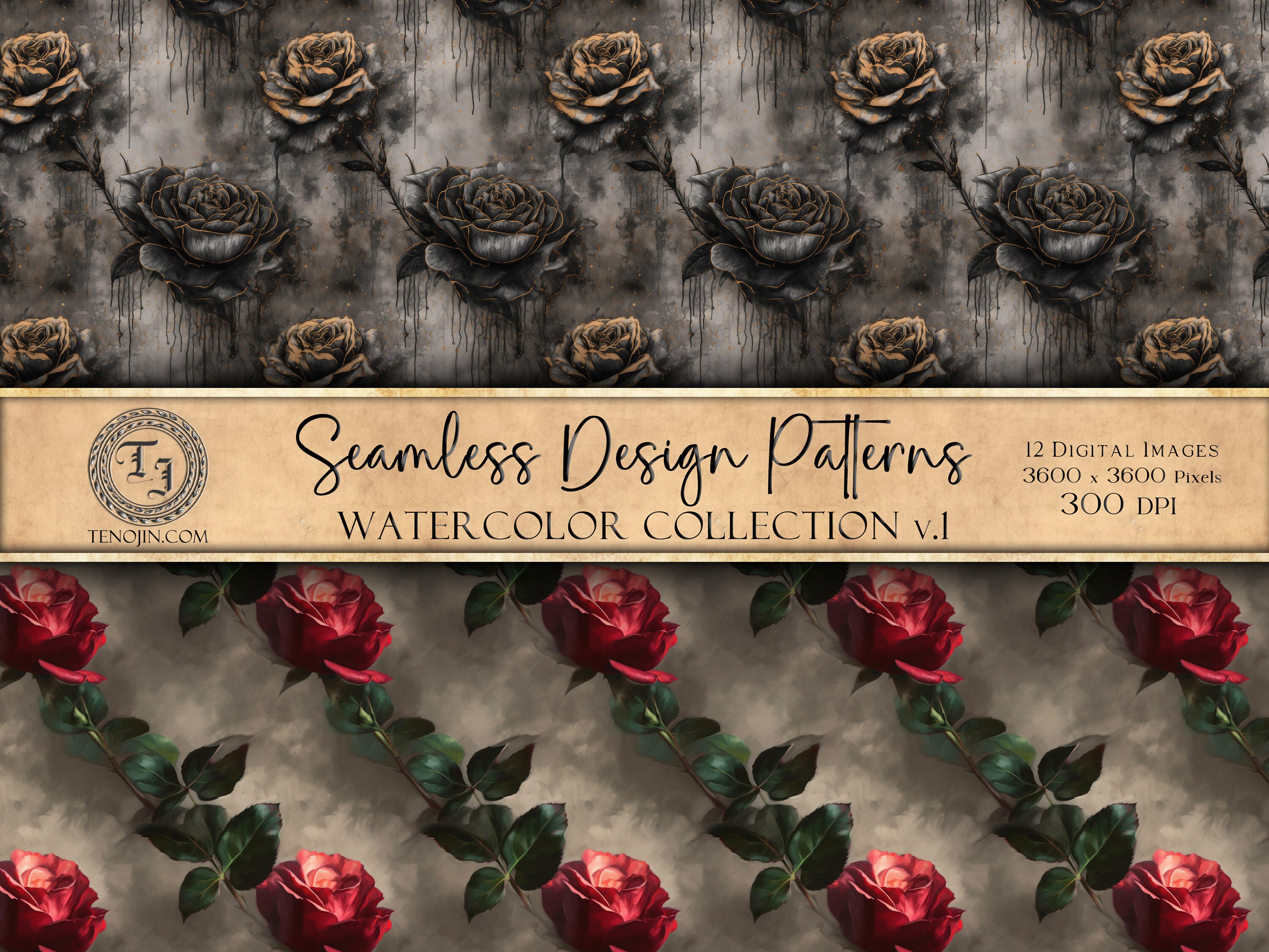 Watercolor Digital Design Paper Seamless Floral Pattern Set - Etsy