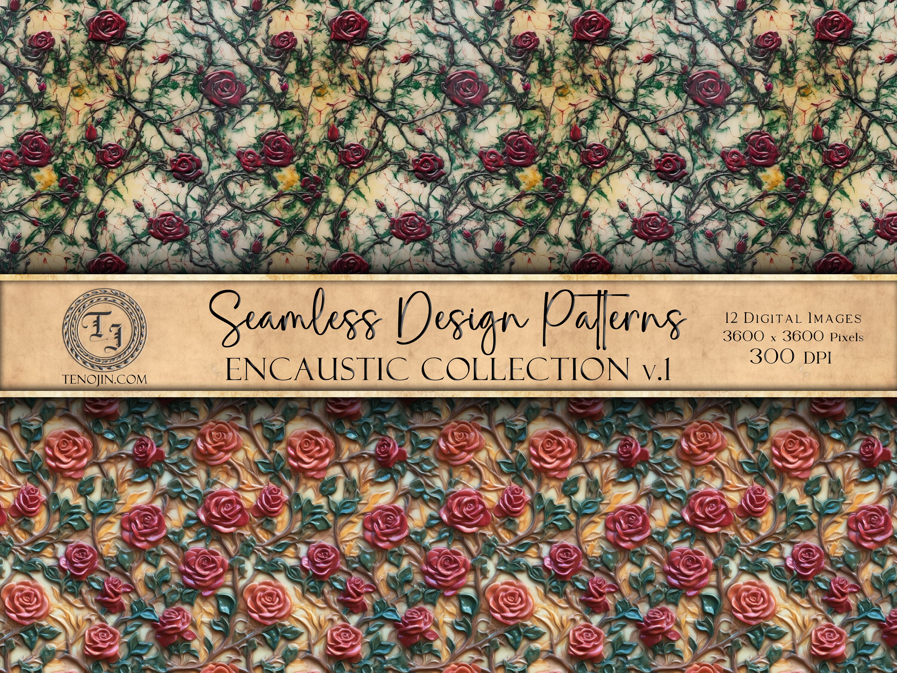 Encaustic Design Patterns, Seamless Pattern Set, Encaustic Art Digital ...