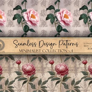 Minimalist Digital Design Paper Seamless Floral Pattern Set Flower ...