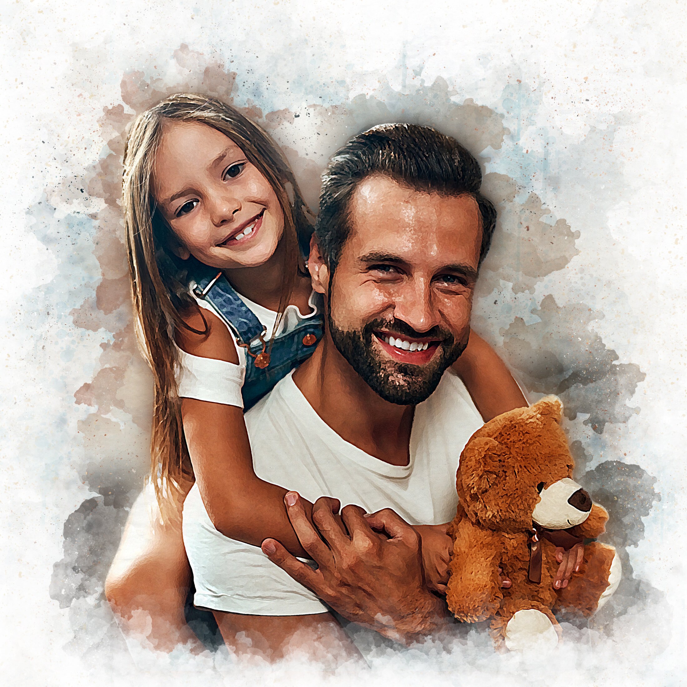 Gift for Dad, Personalized Watercolor Portrait, Fathers Day Gift ...