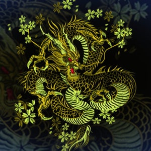 Dragon Embroidery Design, Gold Dragon Embroidery Files, Gold Dragon ...