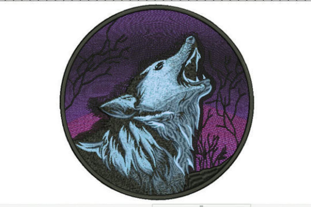 Wolf Embroidery Design, Wolf Embroidery Files, Night Wolf Embroidery ...