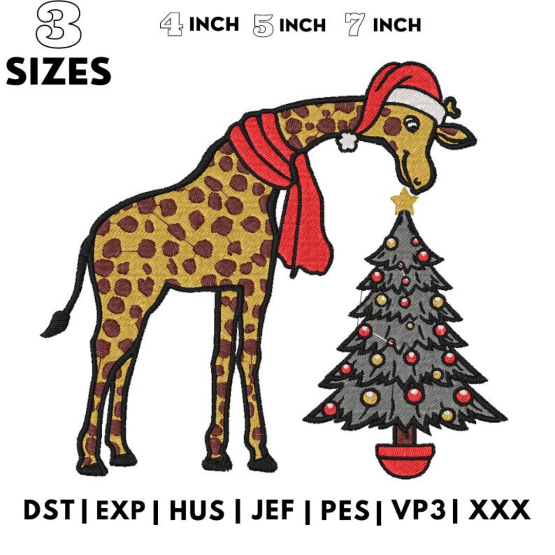 Giraffe Wonderland Christmas Tree Embroidery Design Adorable - Etsy UK