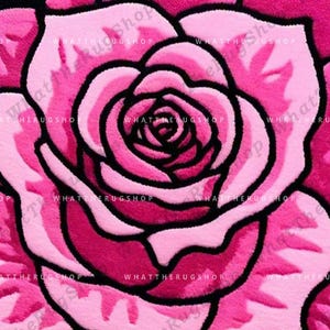 Pink Rose Rug, Hand Tufted Rose Design Pink Color Rug for Kids Girls ...