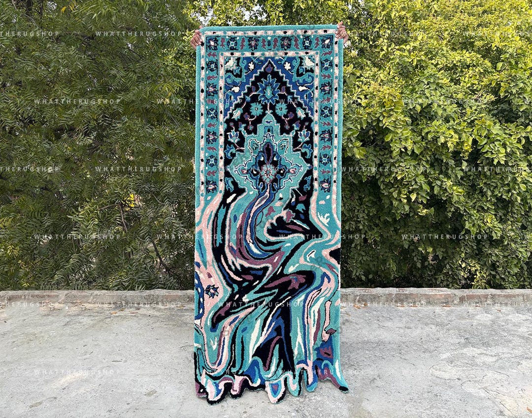 Melting Blue Runner Hand Tufted Rug for Living Bedroom Kids, High ...