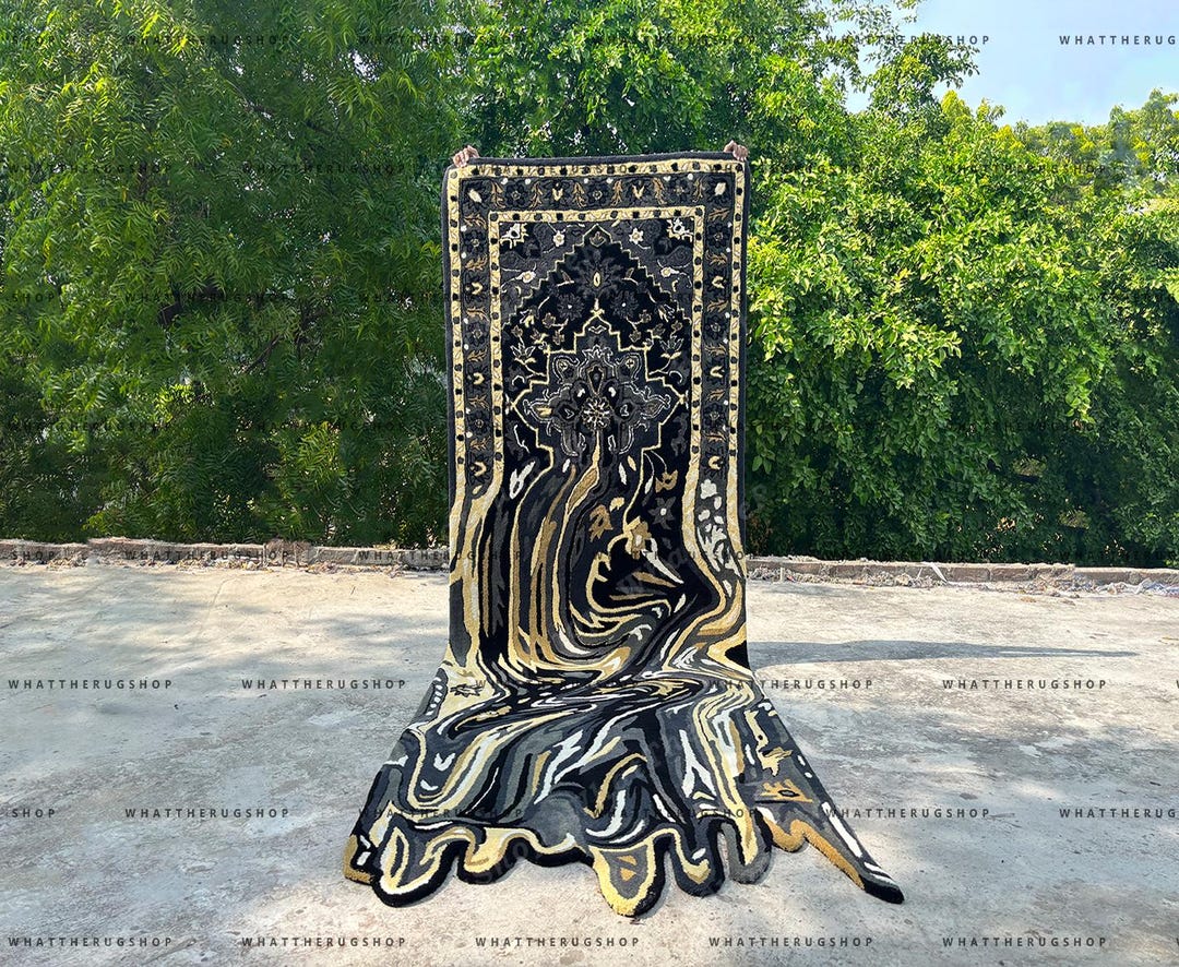 Melting Black Runner Hand Tufted Rug for Living Entryway Bedroom Stairs ...