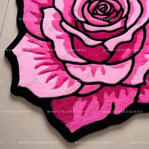 Pink Rose Rug, Hand Tufted Rose Design Pink Color Rug for Kids Girls ...